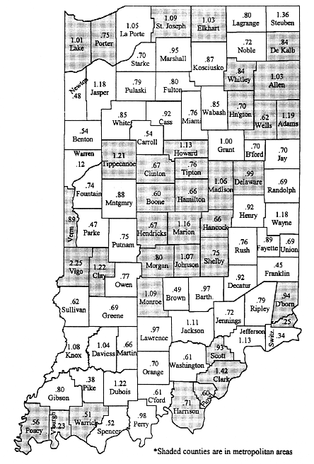 Indiana Area Code Map - United States Map